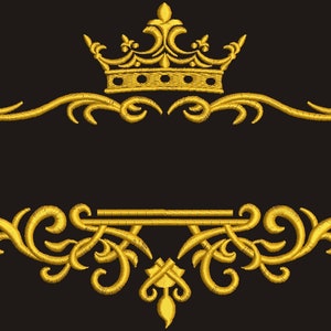 Open Space for a Name, Crown and Pattern Machine Embroidery Design ...