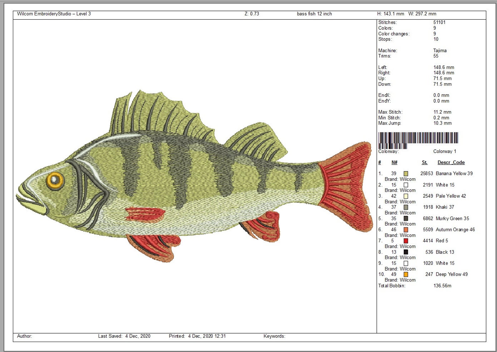 Bass Fish Perch Machine Embroidery Design Instant Download | Etsy