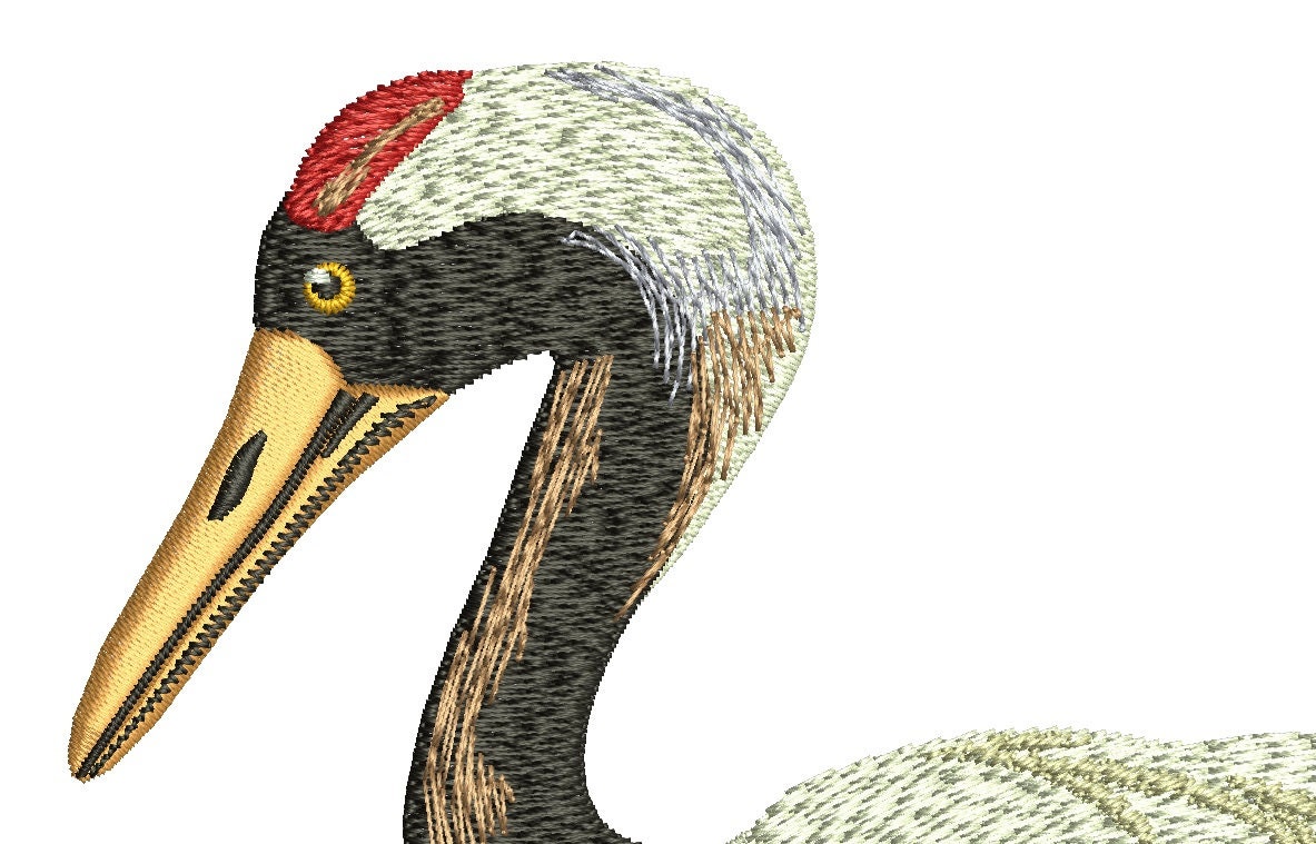 Manchurian Crane Embroidery Design | Etsy