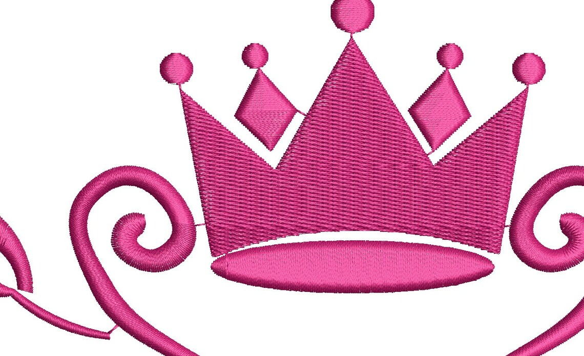 Pattern and Pink Crown Machine Embroidery Design Tested | Etsy