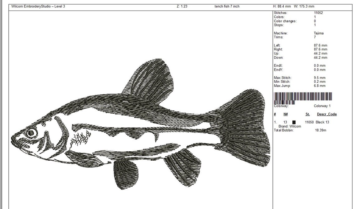 Tench Fish Machine Embroidery Design Instant Download - Etsy