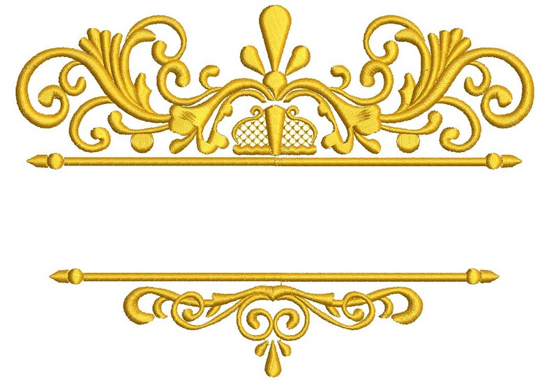 Crown and Baroque Border Machine Embroidery Design Instantly - Etsy