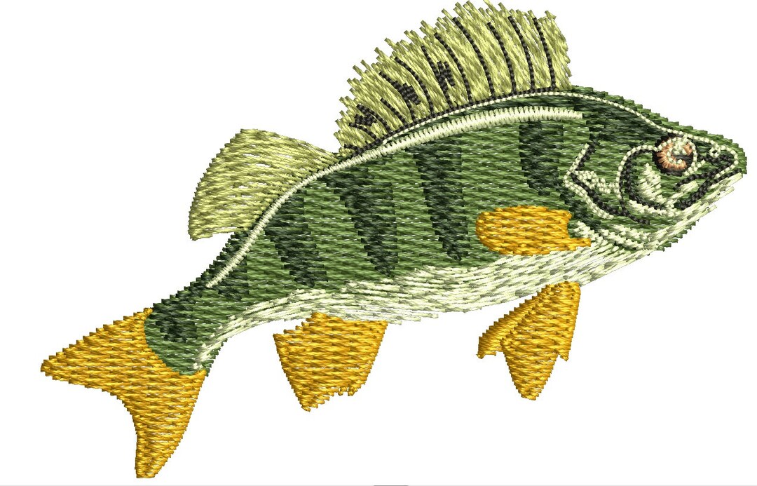 Bass Perch Machine Embroidery Design Instant Download - Including Cap ...