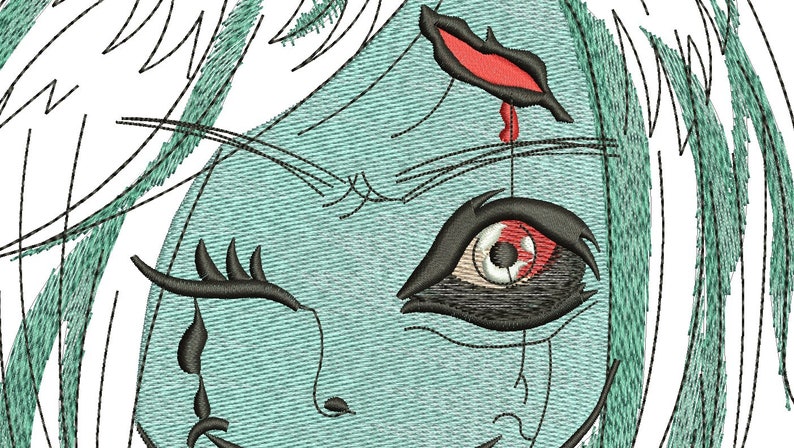Zombie Anime Girl Embroidery Design Machine Embroidery Design - Etsy