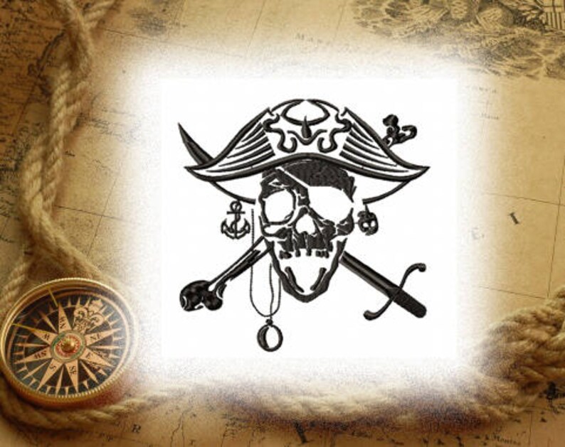 Jolly Roger / Pirate Machine Embroidery Design Tested - Etsy