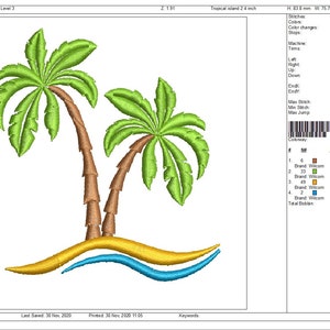 Tropical Island Embroidery Design Instantly Download - Etsy