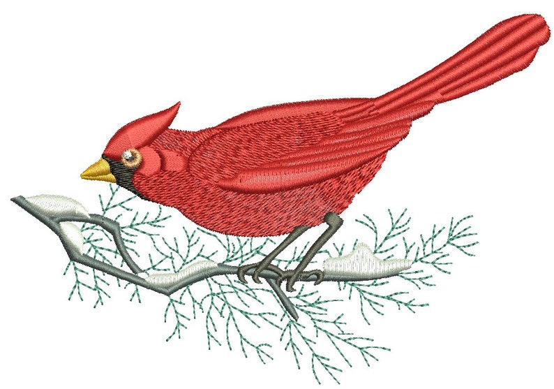 Red Cardinal Bird Machine Embroidery Design - Etsy