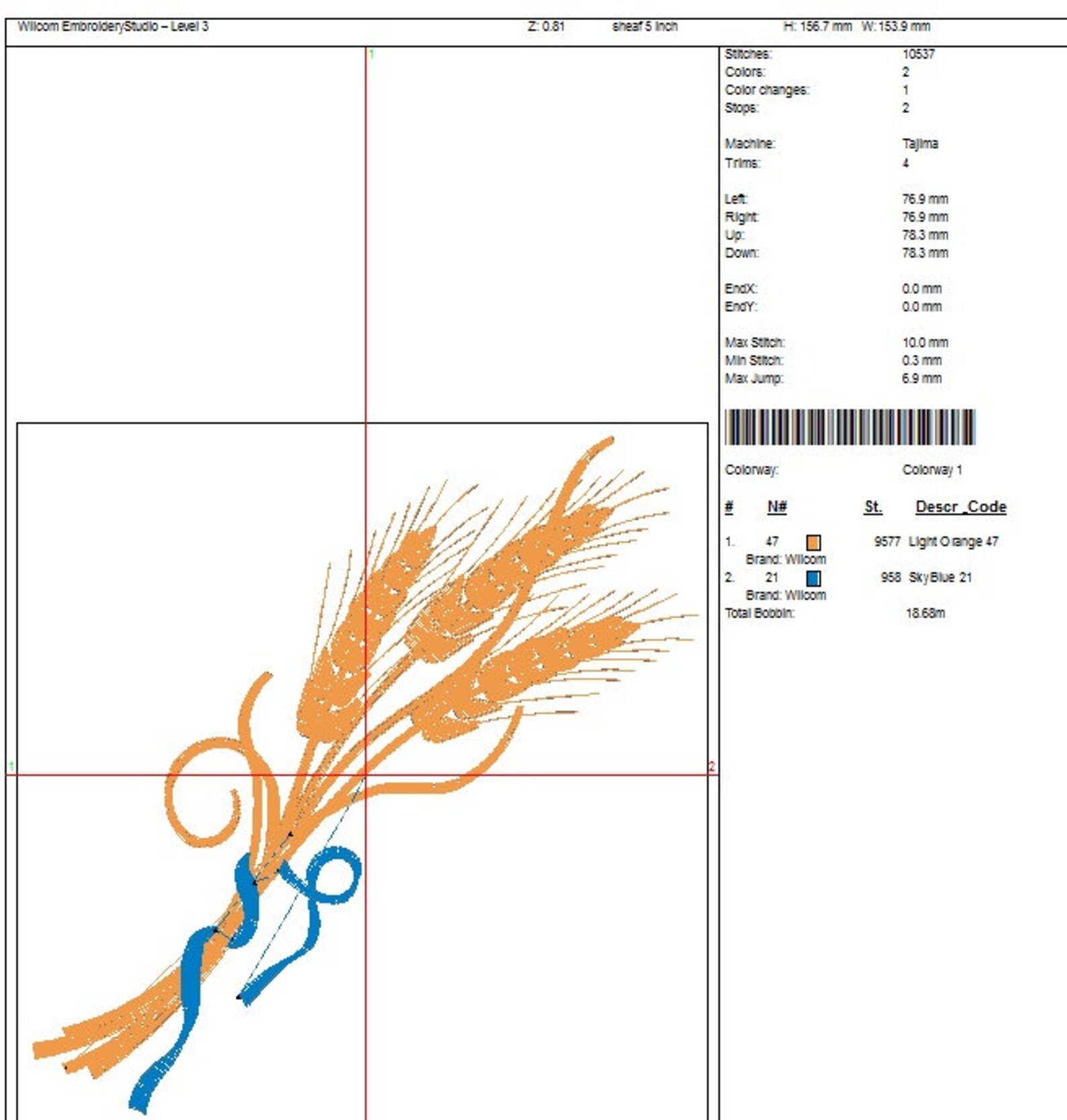 Sheaf of Wheat Tied With a Ribbon Machine Embroidery Designs - Etsy