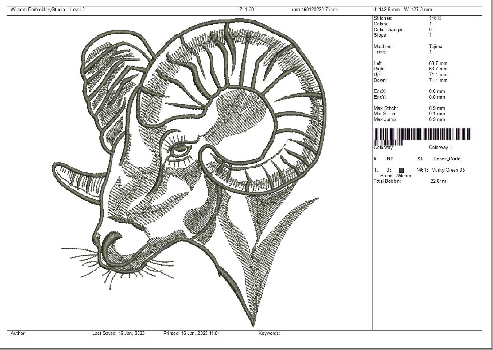 Ram sheep Machine Embroidery Design - Etsy