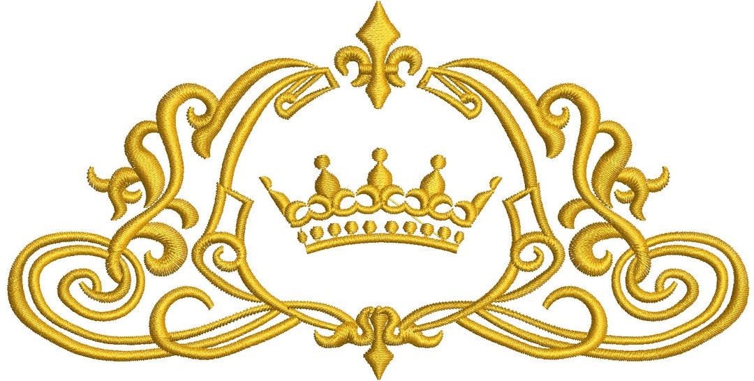 Crown and Floral Pattern Machine Embroidery Design - Etsy
