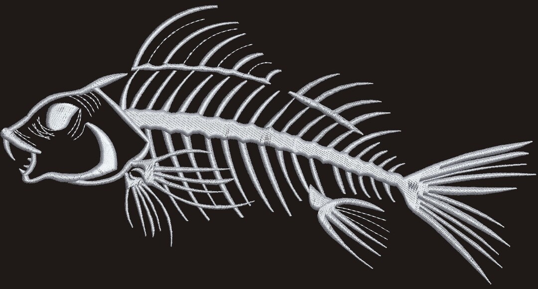 Fish Skeleton / Fisherman Two Sizes Embroidery Design - Etsy