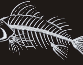 Fish Skeleton Embroidery Design | Etsy