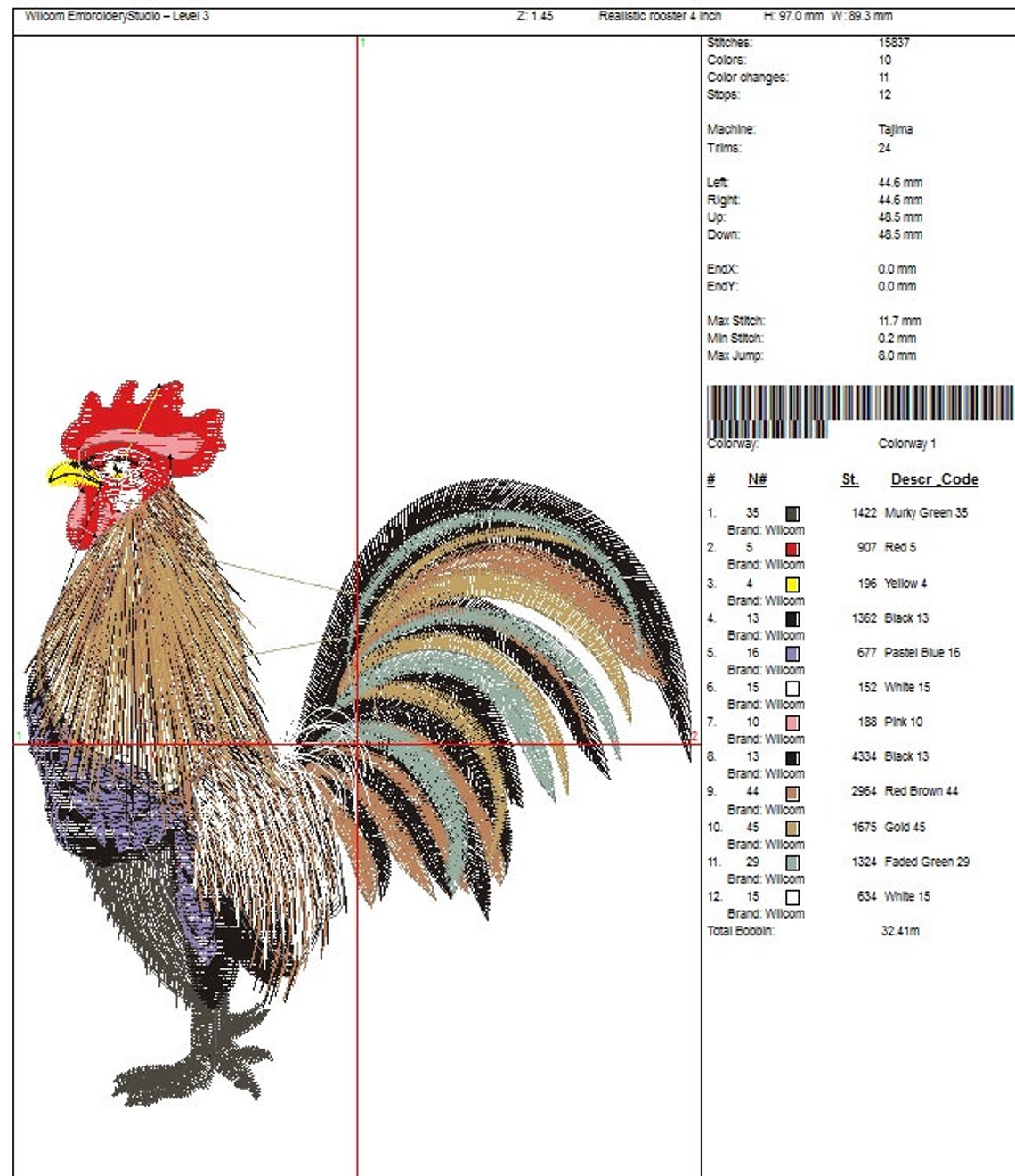 Realistic Rooster Machine Embroidery Design | Etsy