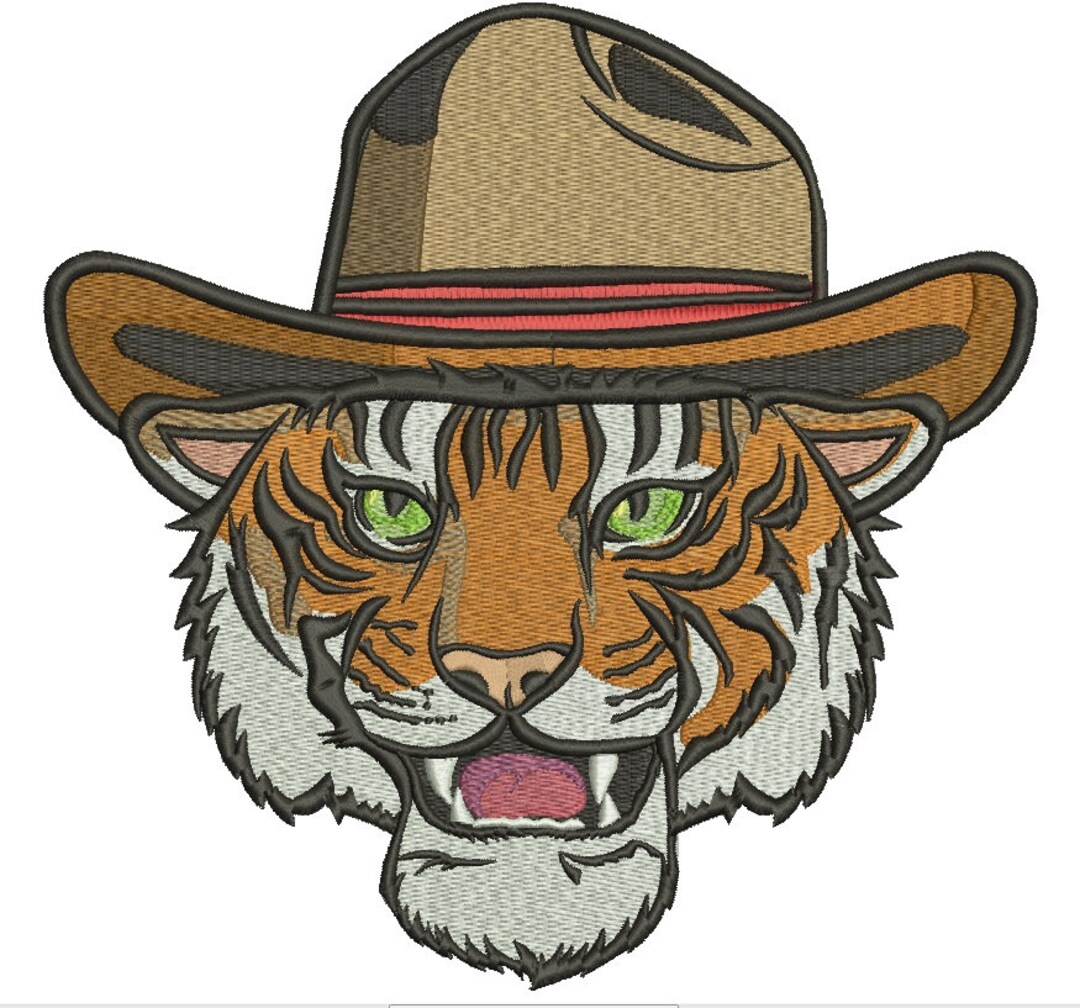 Angry Tiger in a Hat Machine Embroidery Design -attention - High ...