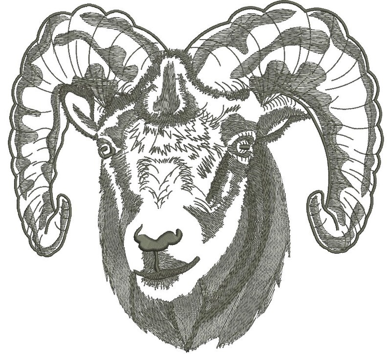 Ram Head Machine Embroidery Designs INSTANT DOWNLOAD - Etsy