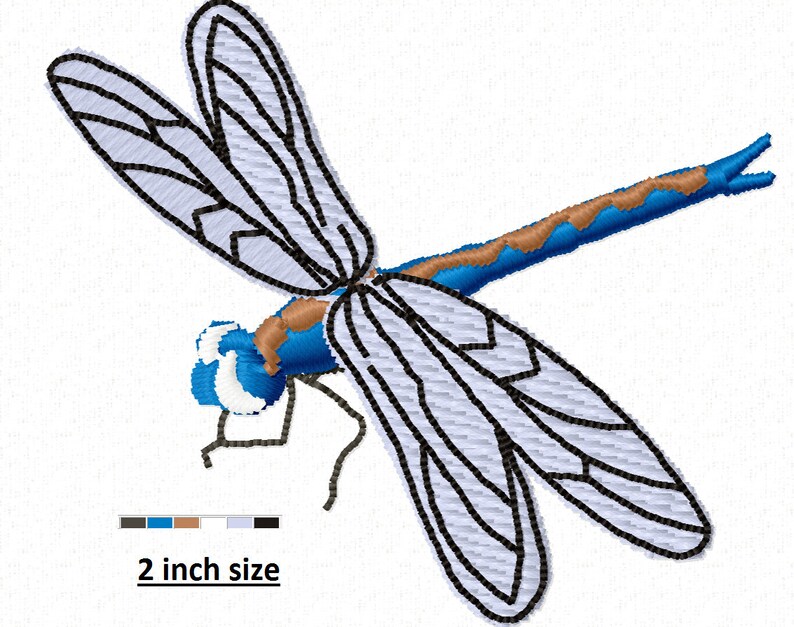 Blu Dragonfly Machine Embroidery Design - Etsy
