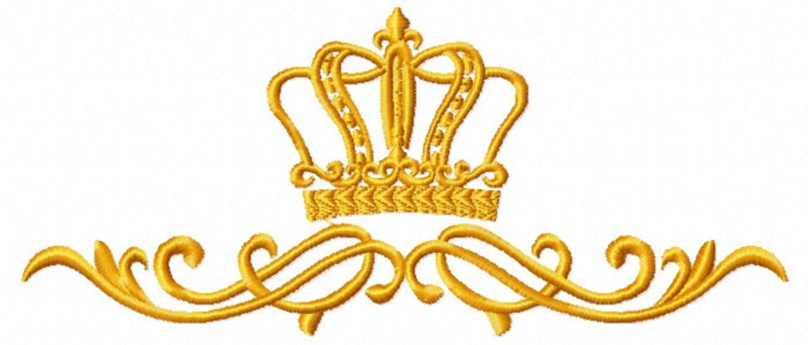 Crown and Floral Pattern Machine Embroidery Design - Etsy