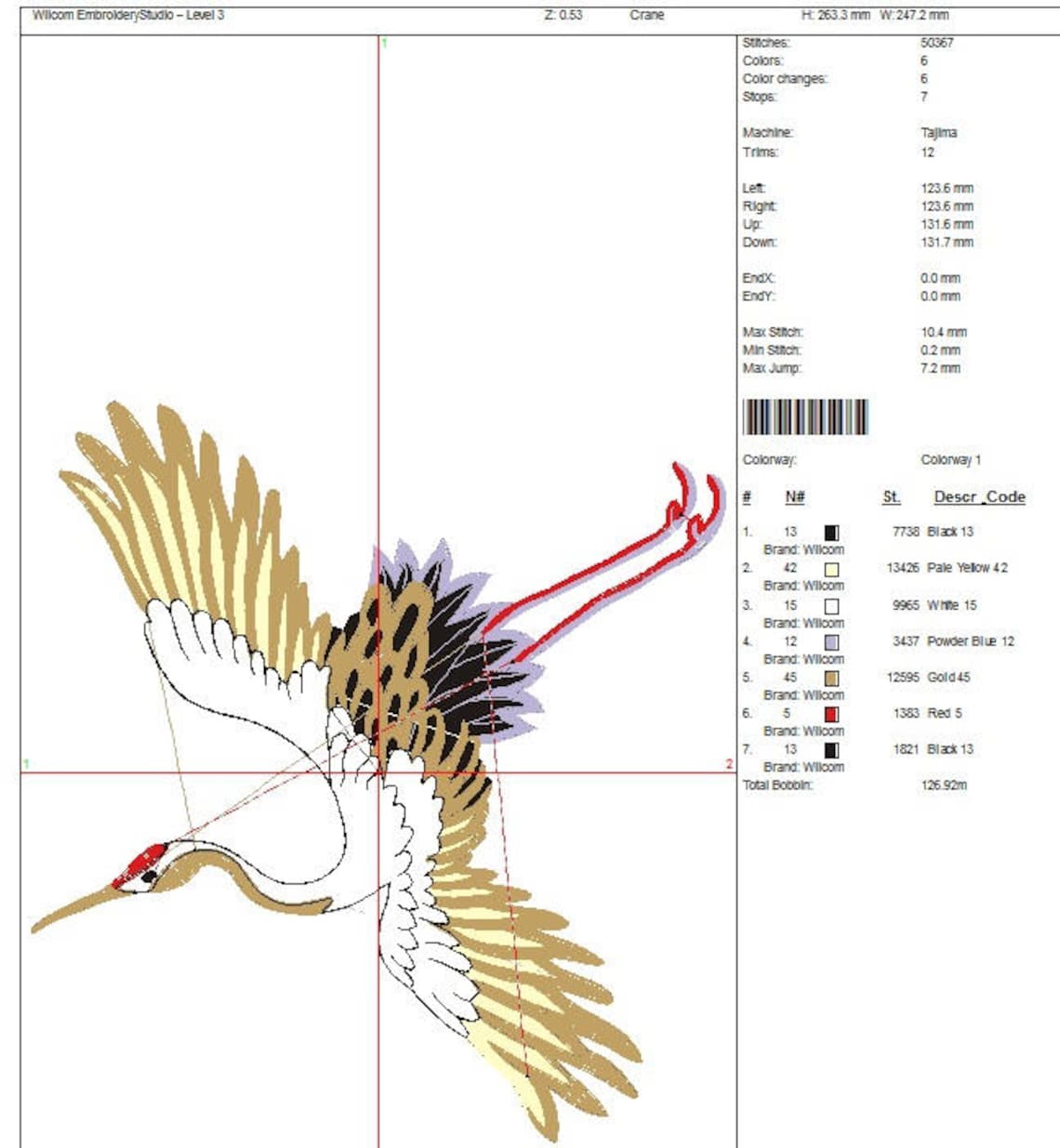 Crane Machine Embroidery Design | Etsy