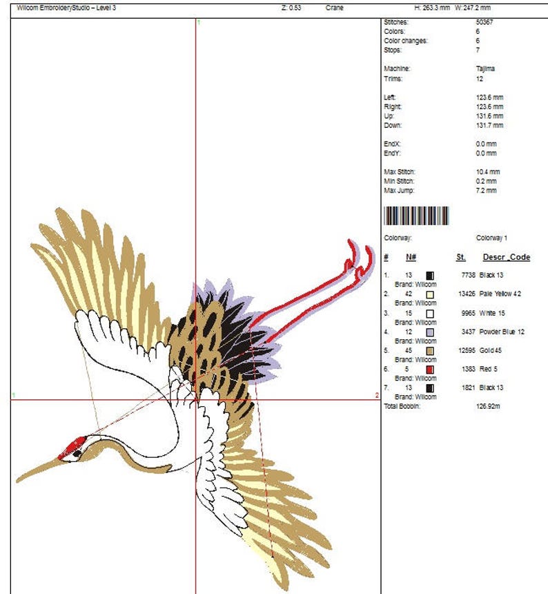 Crane Machine Embroidery Design - Etsy