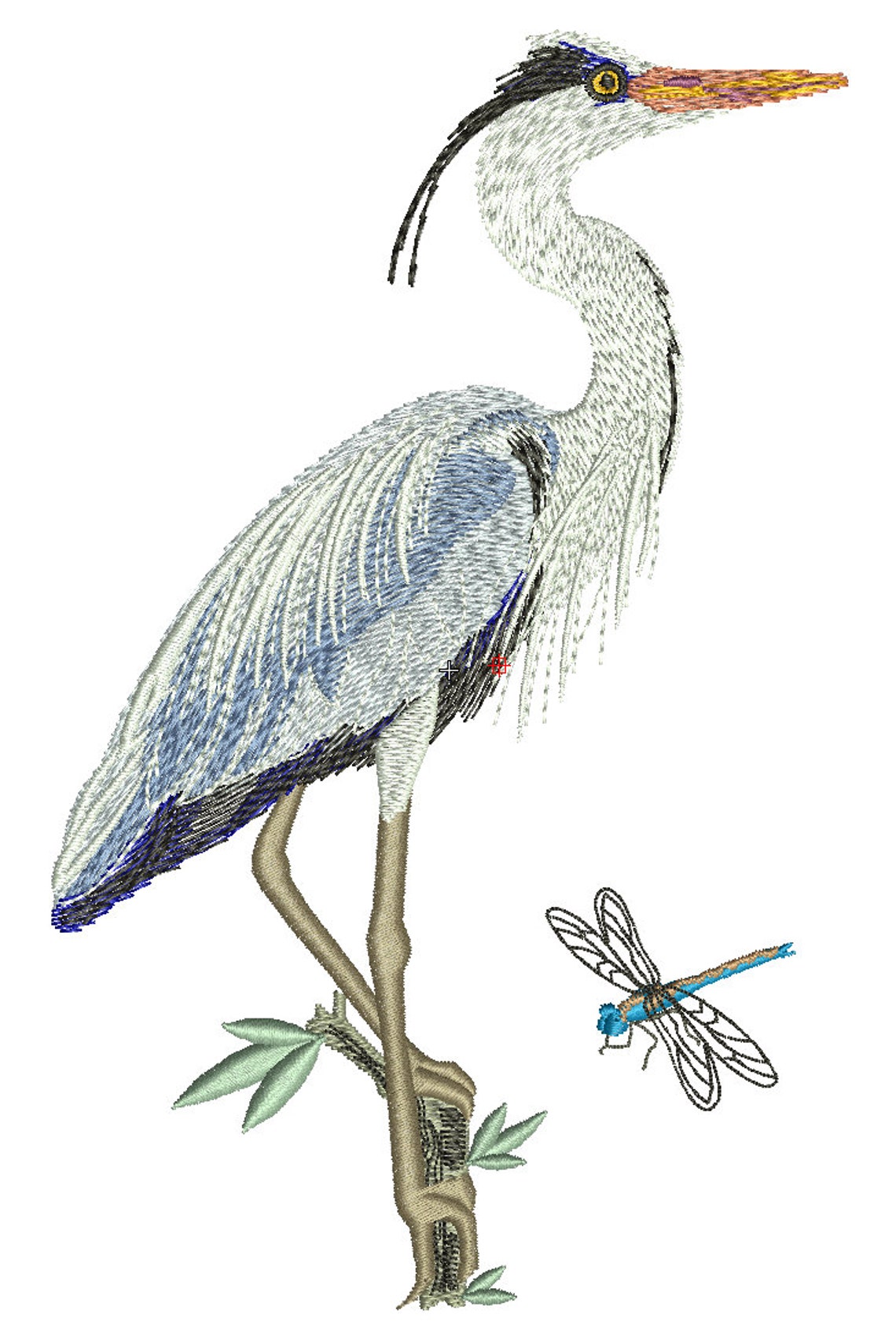 White Heron Embroidery Design - Etsy