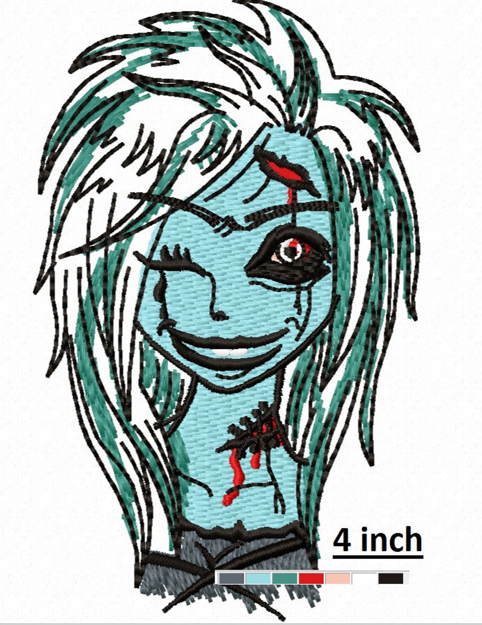 Zombie Anime Girl Embroidery Design Machine Embroidery Design - Etsy
