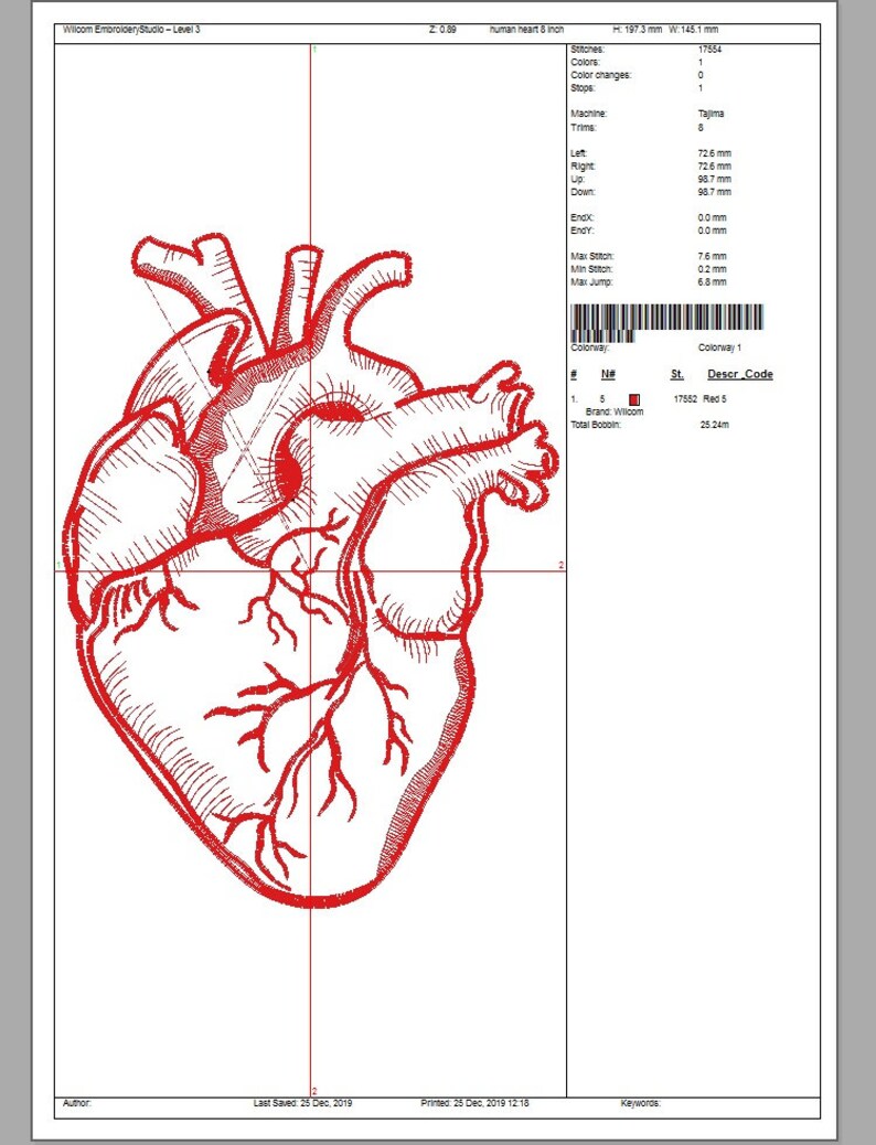 Realistic Human Heart Machine Embroidery Design / Instant | Etsy