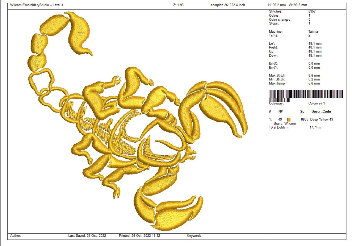 Scorpio Machine Embroidery Design 2 Sizes Included Tested - Etsy