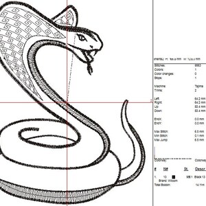 Cobra - Machine Embroidery Design - Etsy