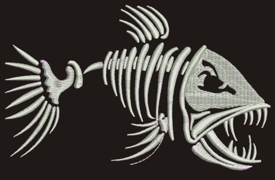 Fish Skeleton / Fisherman \ Two Sizes Embroidery Design - Etsy