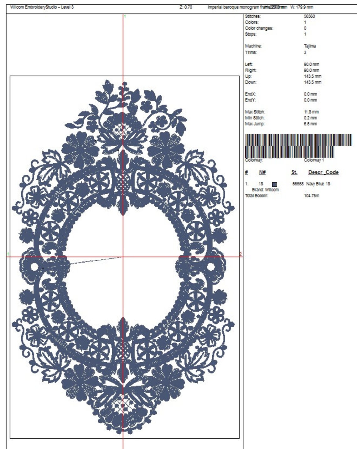 Imperial baroque monogram frame Machine embroidery design | Etsy