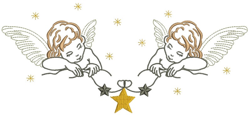 Angels Machine Embroidery Design | Etsy