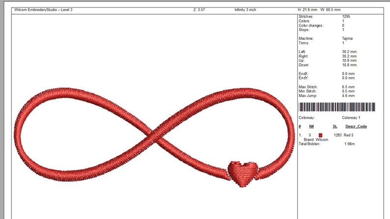 Infinity and Heart Machine Embroidery Design Three Sizes | Etsy