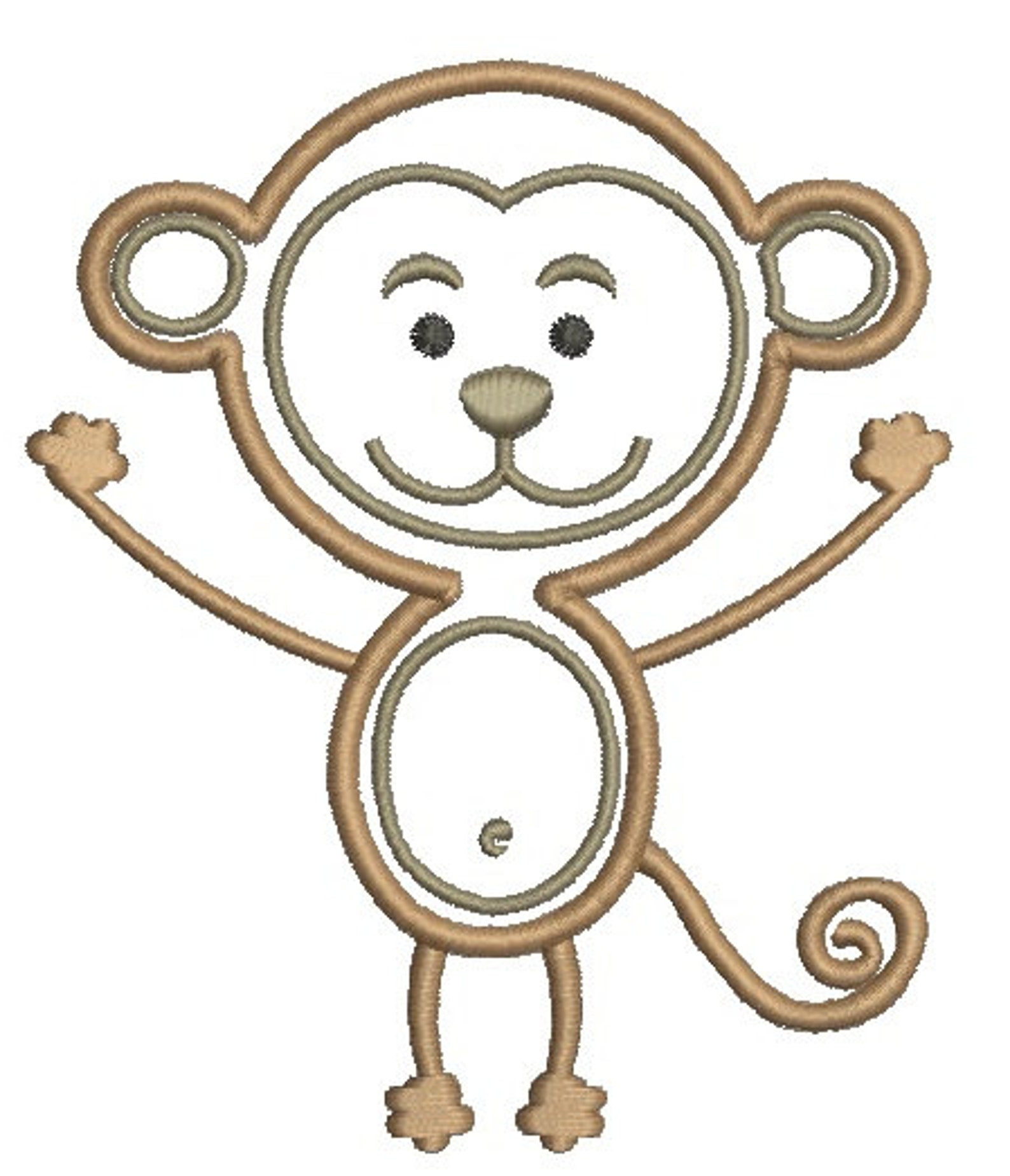 Cute Monkey Applique Machine Embroidery Design - Etsy