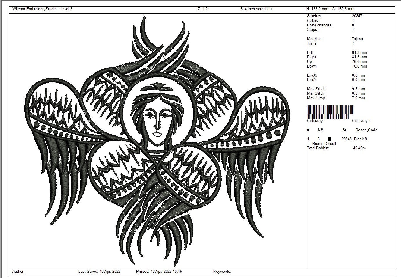 Six-winged Seraphim Embroidery Design Tested - Etsy Australia