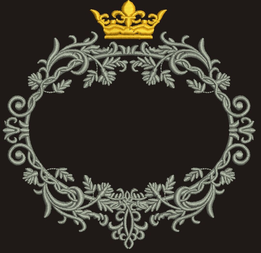 Crown and Oval Floral Frame for Monogram Machine Embroidery Design - Etsy