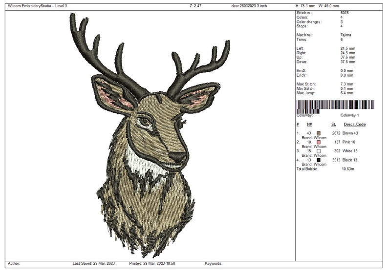 Whitetail Buck Deer Head Machine Embroidery Design Instant - Etsy