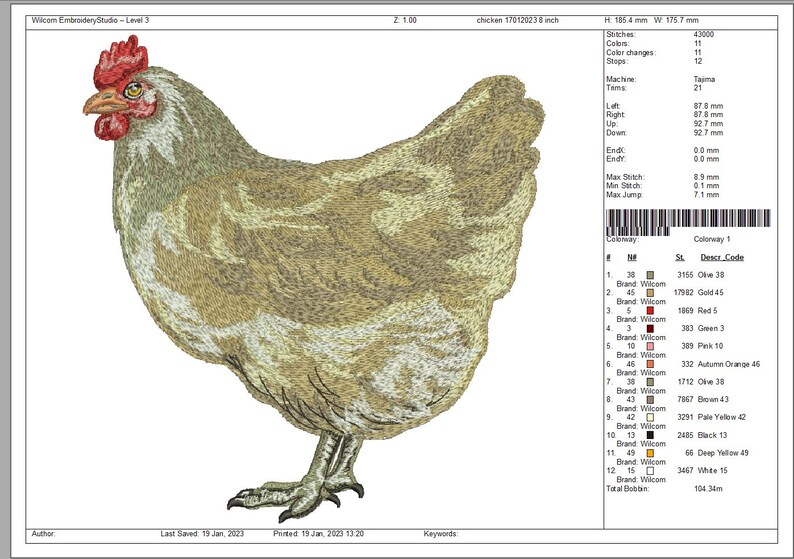 Realistic Chicken Machine Embroidery Design - Etsy