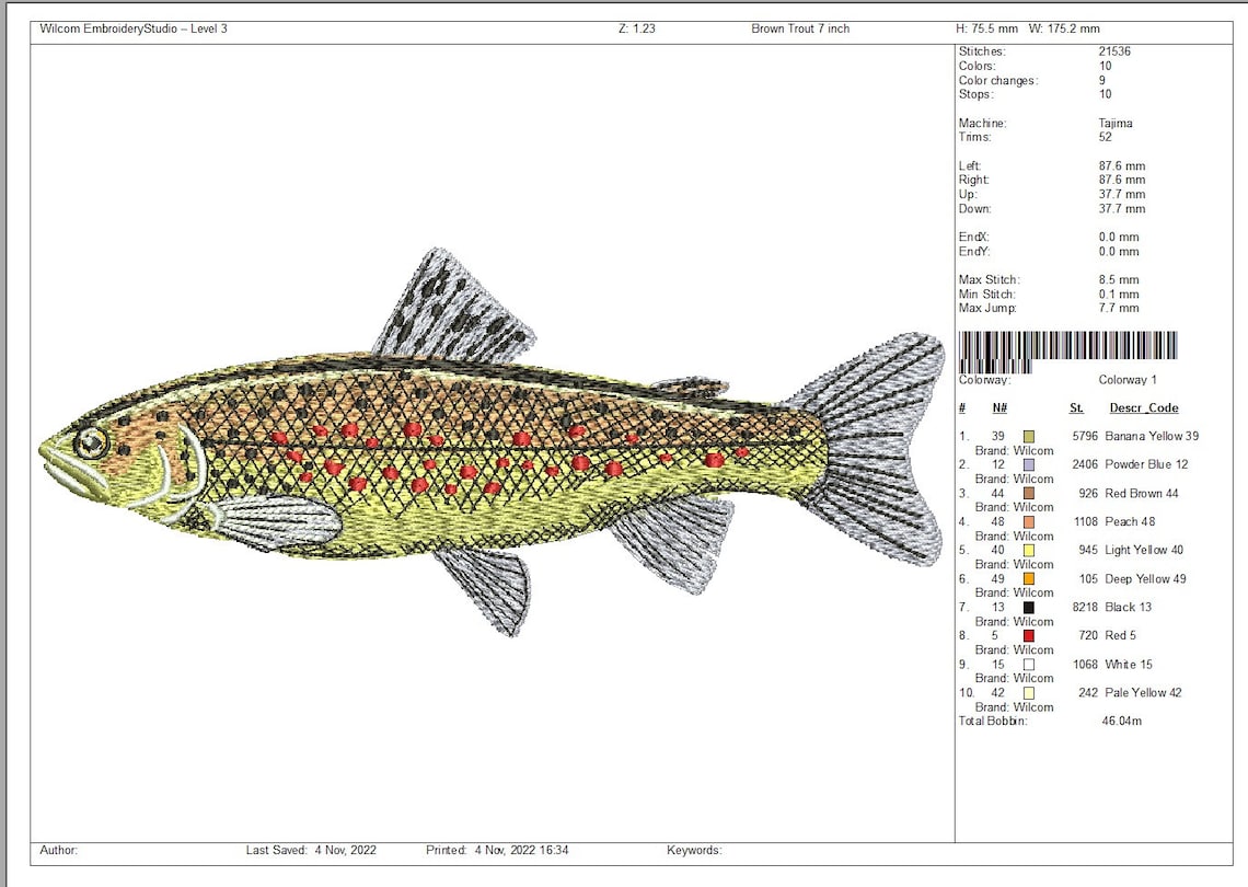 BROWN TROUT Fisherman Embroidery Design - Etsy