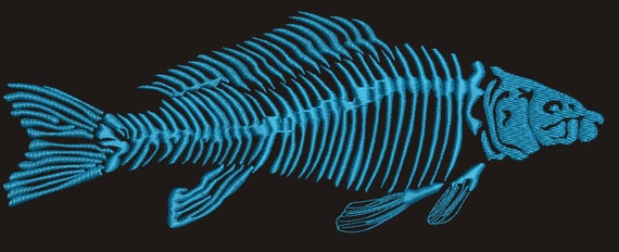 Fish Skeleton / Fisherman Two Sizes Embroidery Design - Etsy