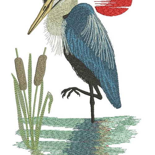White Heron Embroidery Design - Etsy