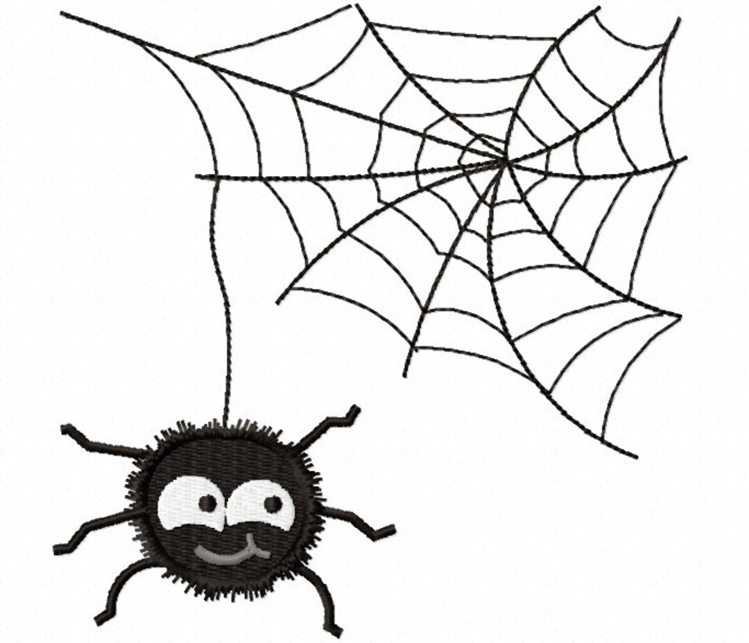 Spider on a Spider Web Machine Embroidery Design Two Sizes - Etsy