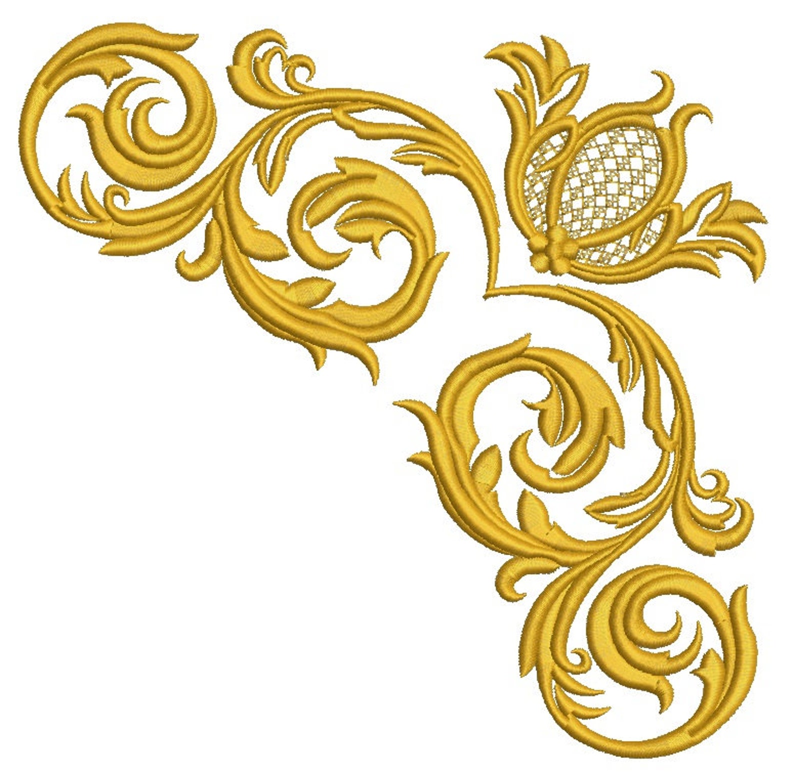 Corner Baroque Pattern Border Machine Embroidery Design | Etsy