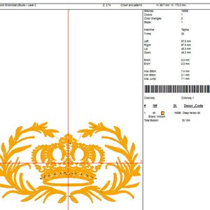 Crown and Golden Pattern - Machine Embroidery Design - Etsy