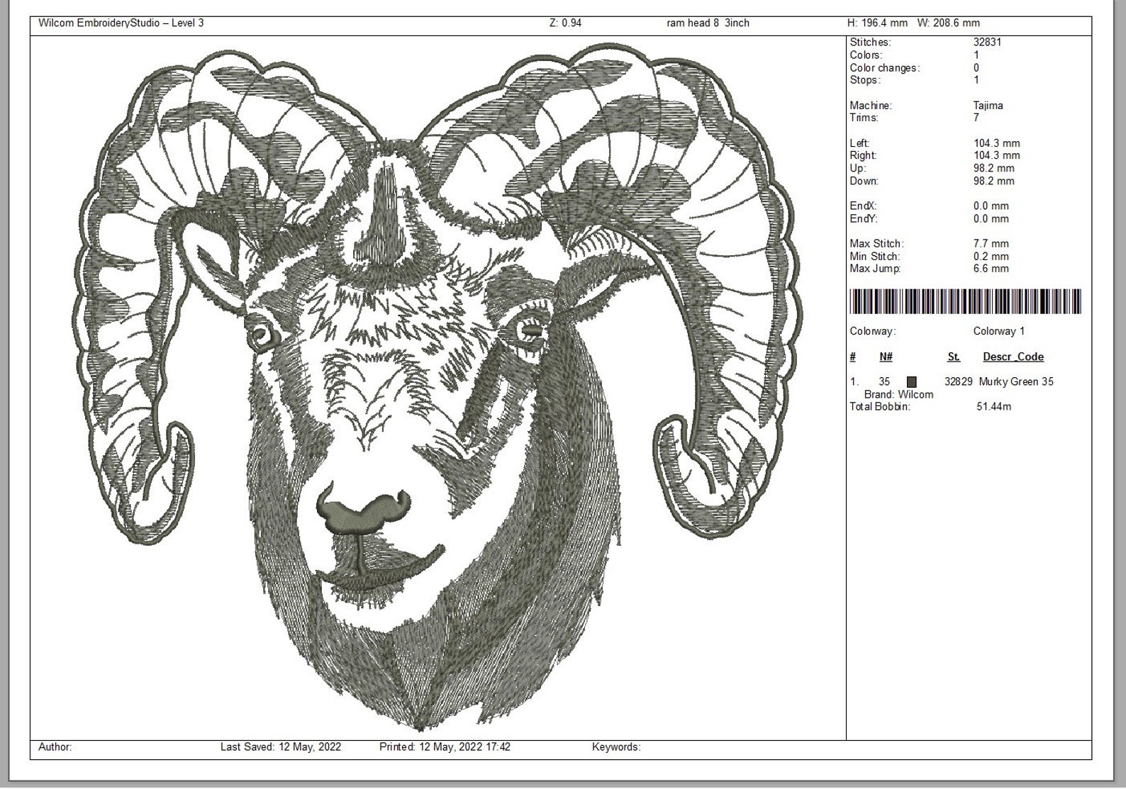 Ram Head Machine Embroidery Designs INSTANT DOWNLOAD - Etsy