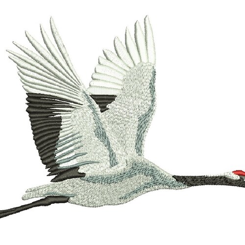 Crane and Sun Embroidery Design - Etsy