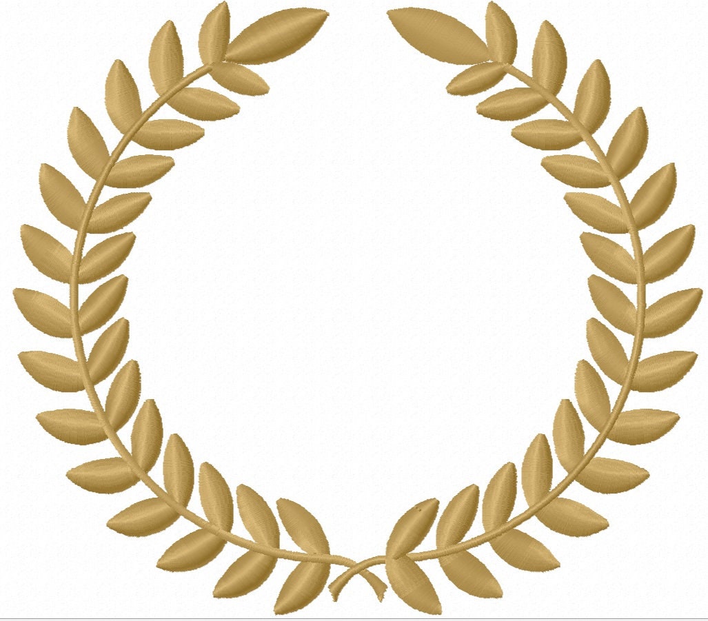 Gold Laurel wreath / laurel for monogram Machine Embroidery | Etsy