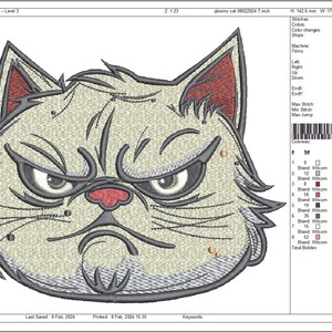 Gloomy Cat Face Machine Embroidery Designs - Etsy