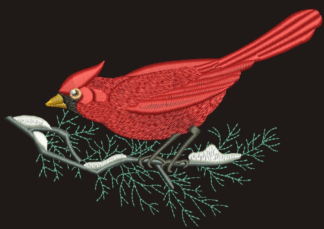 Red Cardinal Bird Machine Embroidery Design - - Etsy