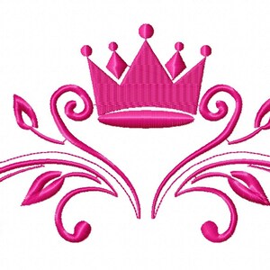 Pattern and Pink Crown - Machine Embroidery Design - Tested - Etsy