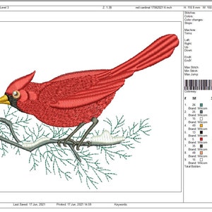 Red Cardinal Bird Machine Embroidery Design - - Etsy